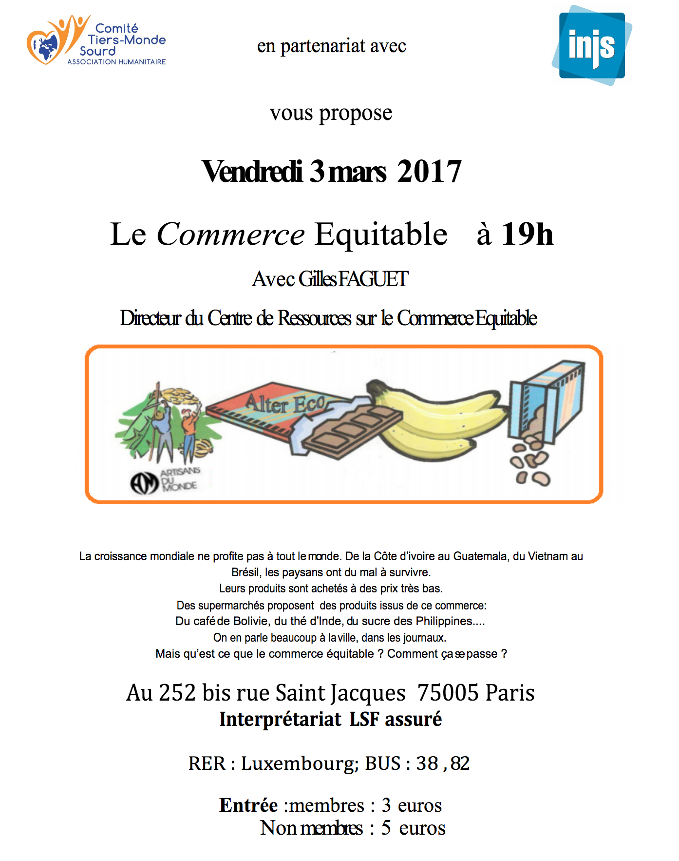 Conférence "Le commerce équitable" - Comité Tiers Monde Sourd